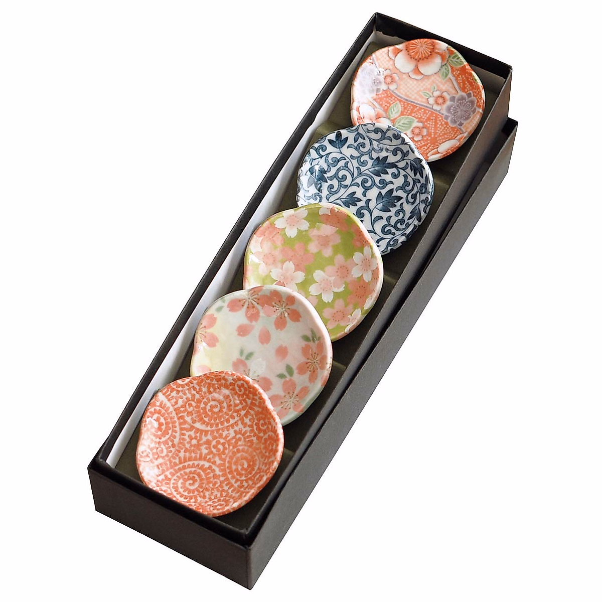 EDOYA Japanese Pattern Mino Ceramic Chopsticks Rest Made in Japan (Set of 5, Flower Type)