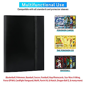 RHOTALL Card Binder for Trading Card Collection Binder, 9 Pockets Black Card Album Holder, High Qulity Card Folder for Football, Baseball, Game, Photocard - Side Loding Card Binder