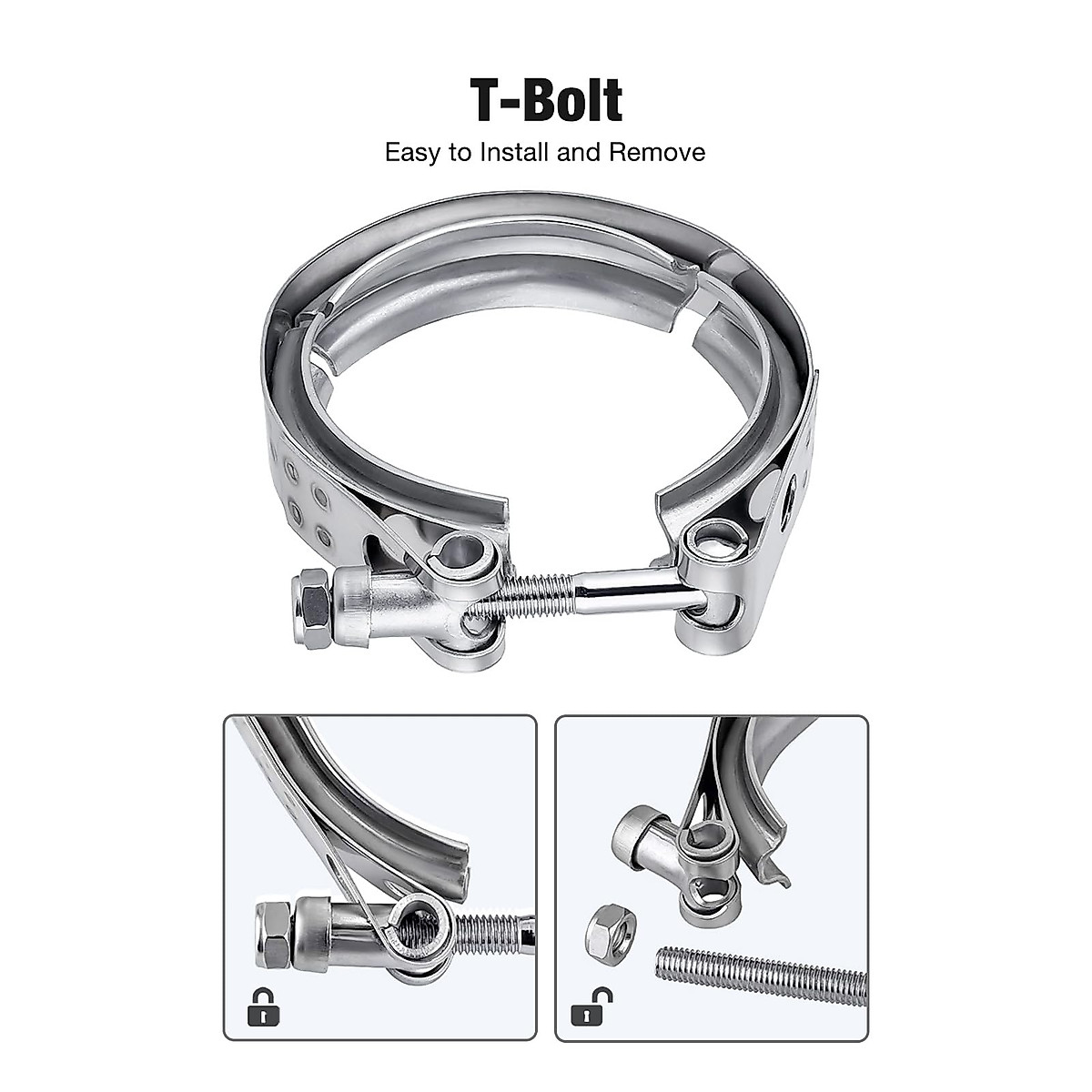 EVIL ENERGY 3.0 Inch V Band Clamp with Flange Male Female Stainless Steel 2PCS