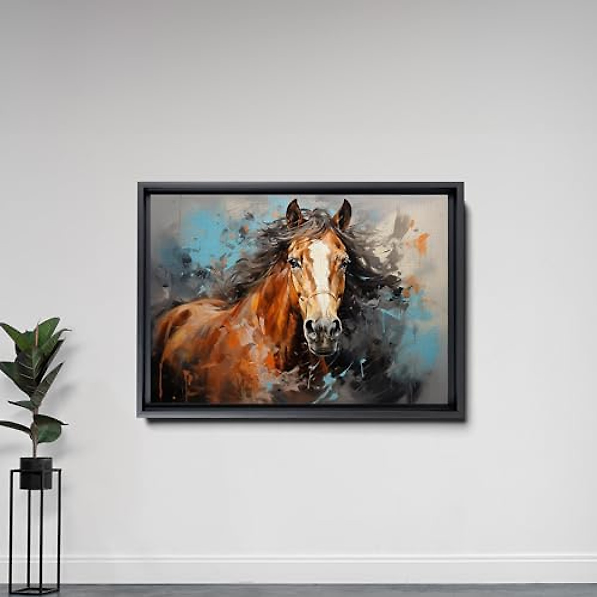 Majestic Black Stallion Galloping In The Clouds, Black Horse On Salt Flats, Canvas Print, Black Horse Print, Black Horse Wall Art