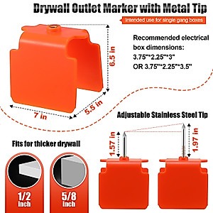 Dreyoo 6 Pack Outlet Marker for Drywall, Blind Mark Dry Wall Electrical Box Locator Tool for Drywall Installation, Drywall Outlet Markers with Metal Tip for Single Gang Outlets Box Wire Protection