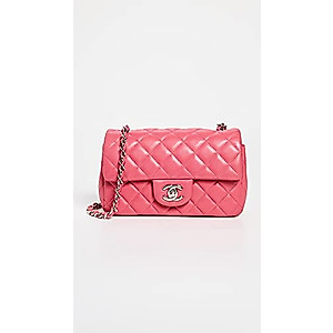 CHANEL Women's Pre-Loved Pink Lambskin Rectangular Flap Bag, Pink, One Size
