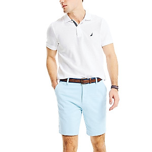 Nautica Men's Classic Fit Flat Front Stretch Solid Chino 8.5" Deck Shorts, Noon Blue, 33W