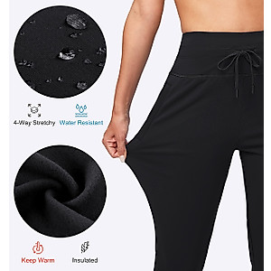 G Gradual Women's Fleece Lined Joggers High Waisted Water Resistant Thermal Winter Sweatpants Running Hiking Pockets (Black, S)