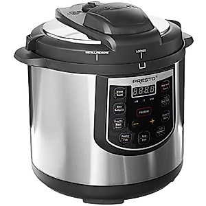 Presto 02141 6-Quart Electric Pressure Cooker, Black, Silver, Stainless steel