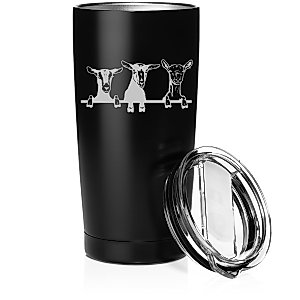 Smooth Body Tumbler Stainless Steel Vacuum Insulated Travel Mug Cup Gift Goats (Black, 20 oz)
