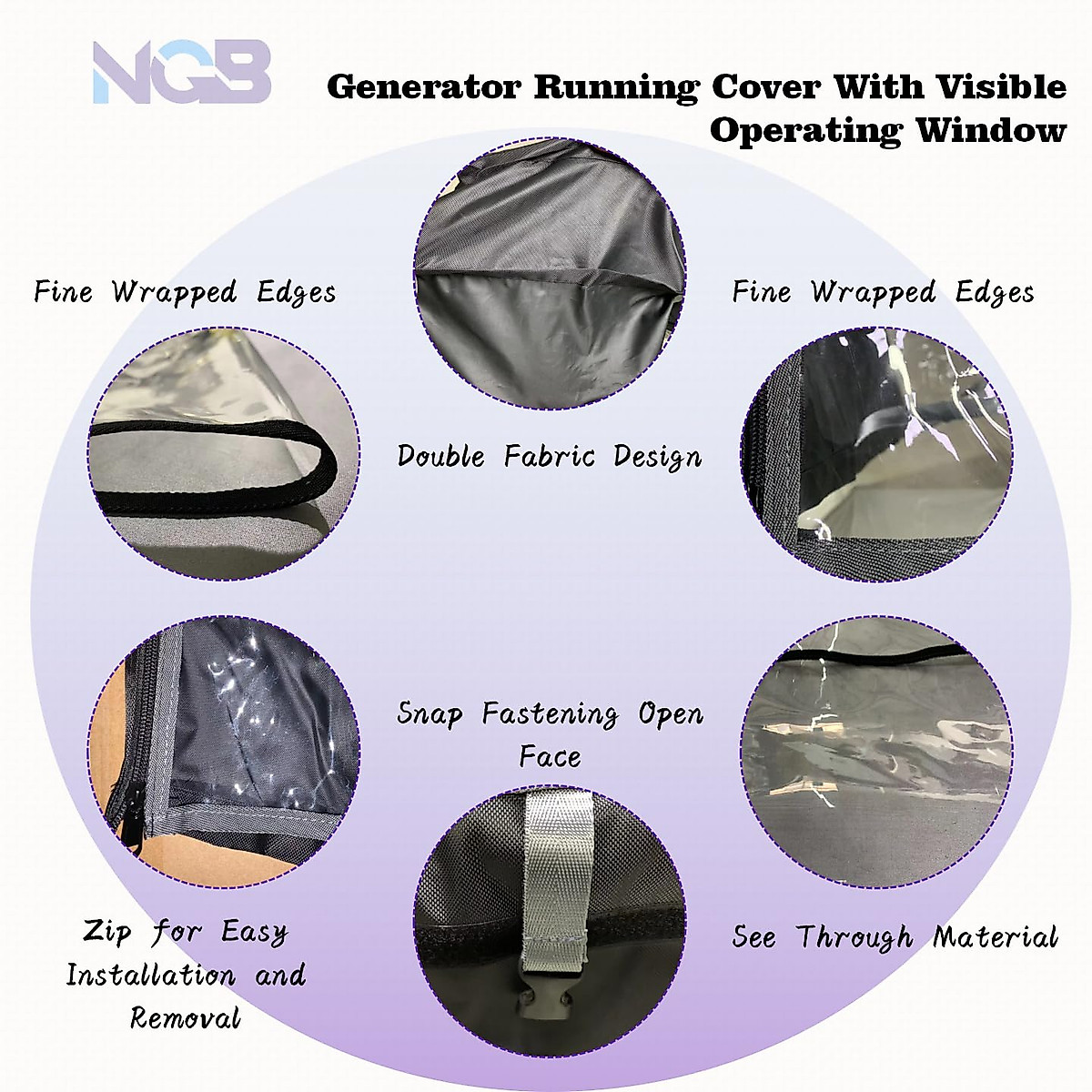 NGB Outdoor Generator Cover for 3700-7250W Inverter Generators Made of 600D+210D Double Layer Heavy-Duty Waterproof Fabric With Visible Operating Window Generator Running Cover 24.8"Lx20.2"Wx20.8"H .