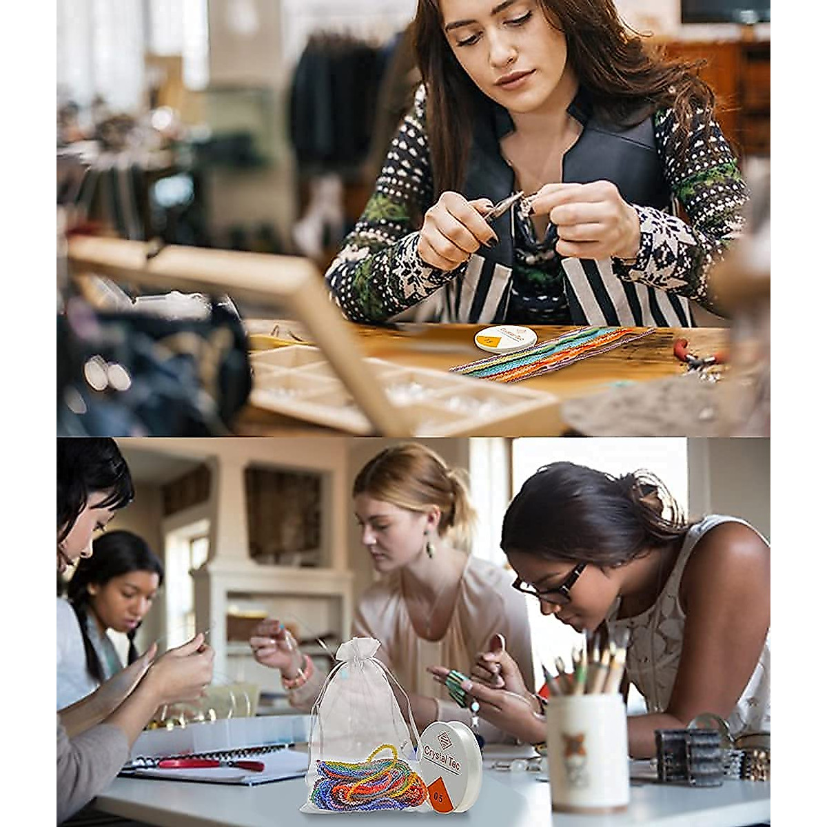 3mm Bicone Glass Beads – 1950 Pcs Faceted Crystal Beads in 15 Colors with Elastic String for DIY Jewelry Making, Necklaces, Bracelets, Earrings, and Rings