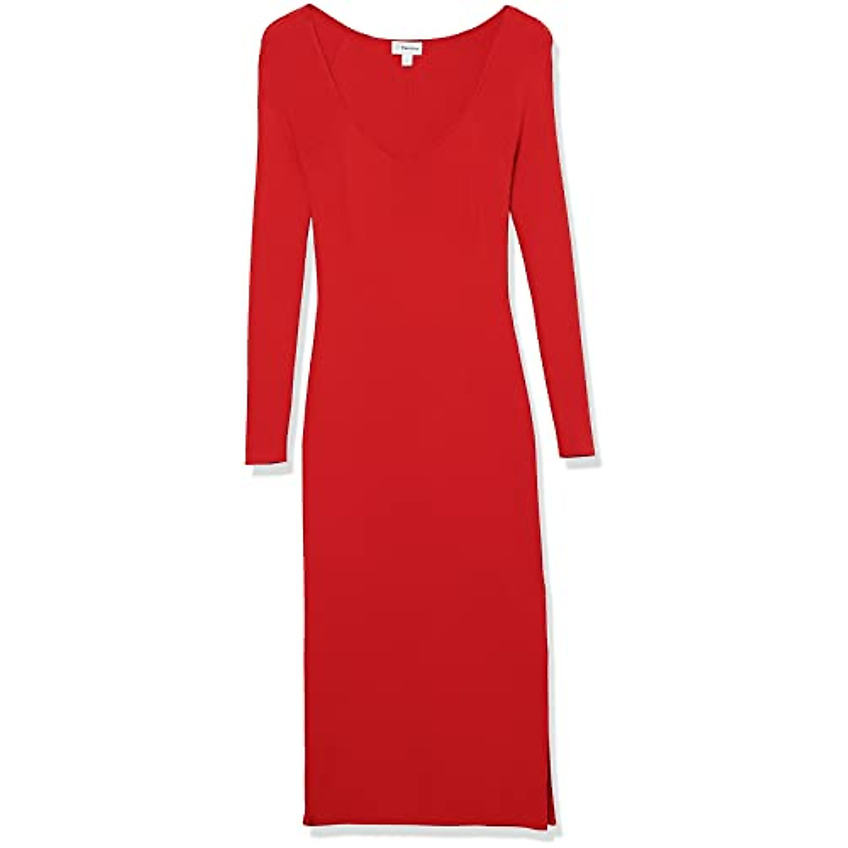 The Drop Women's Cameron Ribbed Sweetheart Neckline Midi Sweater Dress, Lava red, M