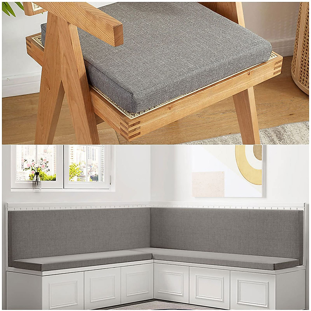 Custom Bench Cushion, Personalized Size Bench Pad with Non-Slip Bottom Bay Window Seat Cushion Indoor, Garden Patio Bench Cushions for Outdoor Furniture, Long Chair Seat Pad for Swing Porch(4" Thick)