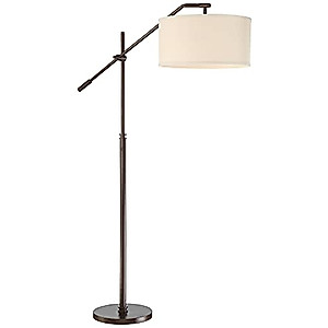 Possini Euro Design Holden Modern Farmhouse Rustic Industrial 62 1/2" Tall Standing Floor Lamp Light Curved Arc Adjustable Smart Plug Metal Oil Rubbed Bronze Finish Living Room Bedroom House Reading