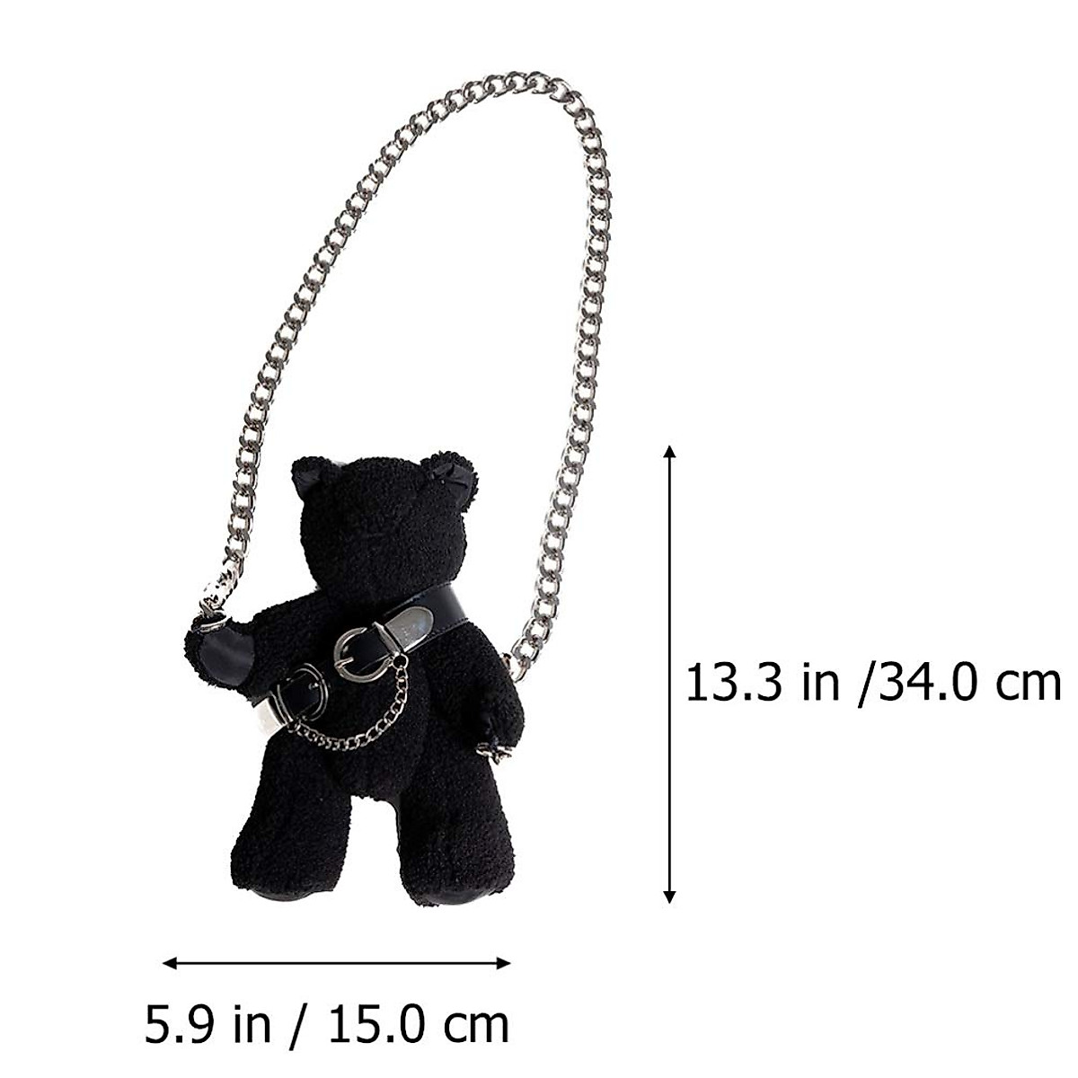 TENDYCOCO Crossbody Bag with Chain Stuffed Animal Purse Teddy Bear Purse Gothic Purse 13.3in