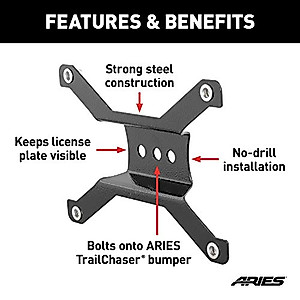 ARIES 55-0000 Jeep Bumper License Plate Bracket , Black