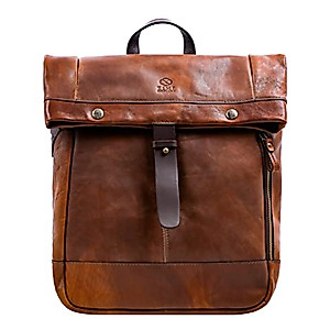 Time Resistance Leather Backpack for Men and Women Stylish Business Travel Backpack for Laptop (Cognac)