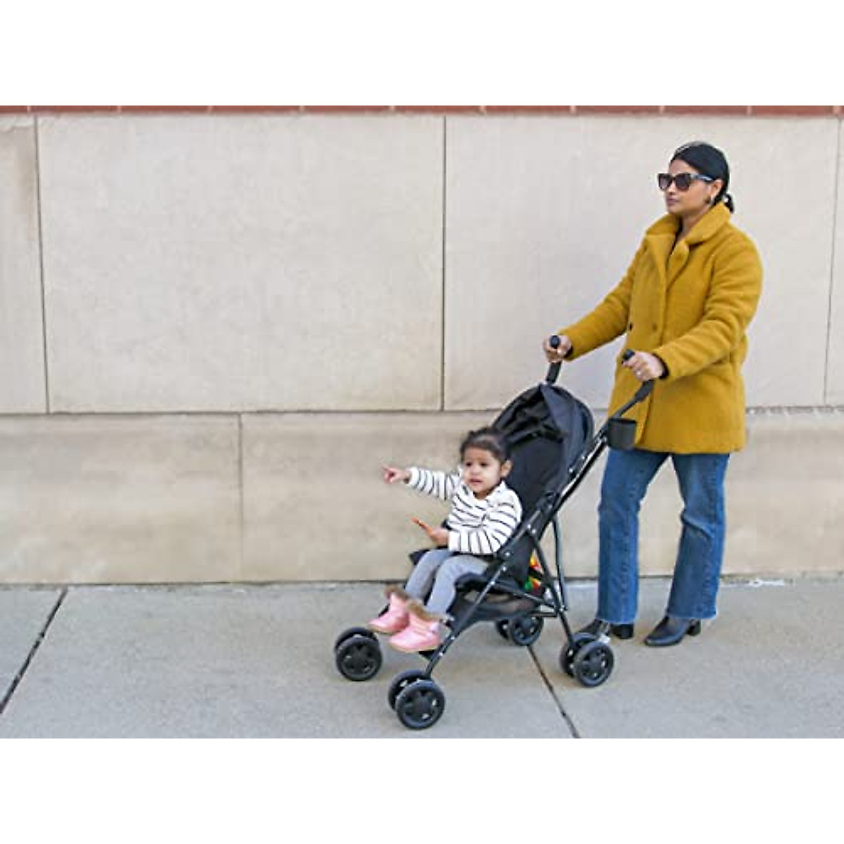 Kolcraft Cloud Lightweight Umbrella Stroller with Large Sun Canopy, Black