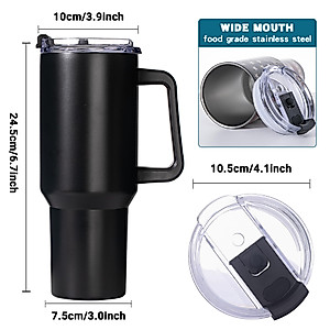 Gome 40 oz Tumbler with Handle Black - Stainless Steel Cup with Straw - Insulated Coffee Mug with Lid - Daisy Birthday Gifts for Women - Hand Wash Only