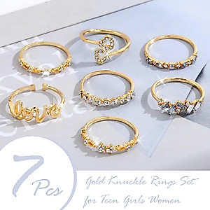 Gold Stackable Rings for Women Gifts Trendy Stuff Simple Star Moon Heart Knuckle Rings Set Boho Rings Cute Stuff Birthday Gifts Gold Rings Pack Jewelry