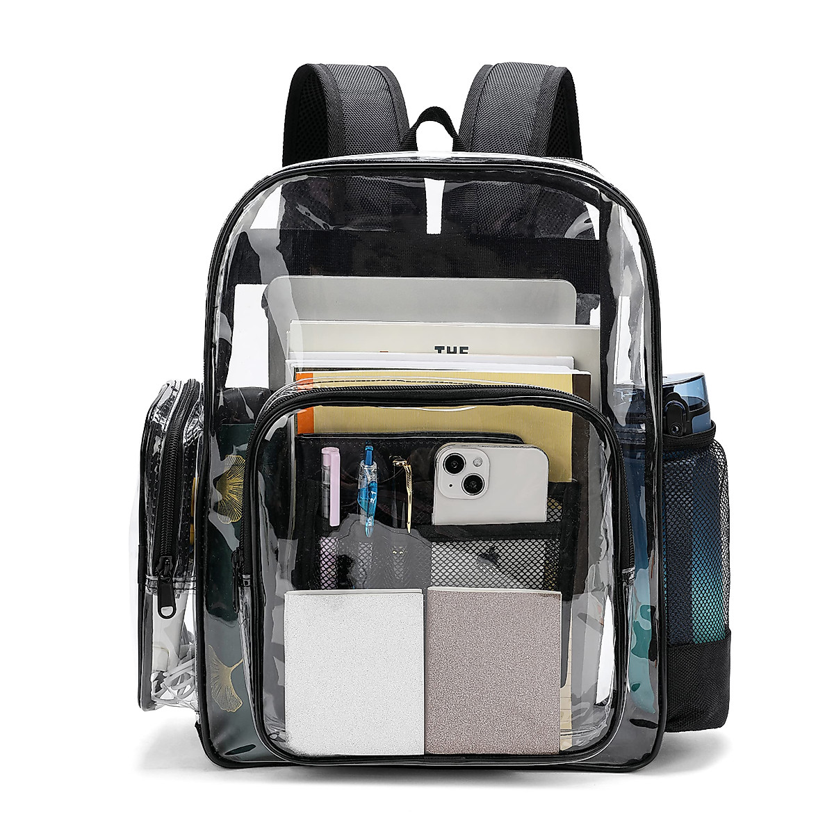 NBUUNBU Clear Backpack Heavy Duty Transparent PVC Bookbags See Through Bags for School Stadium Concert Workplace Travel