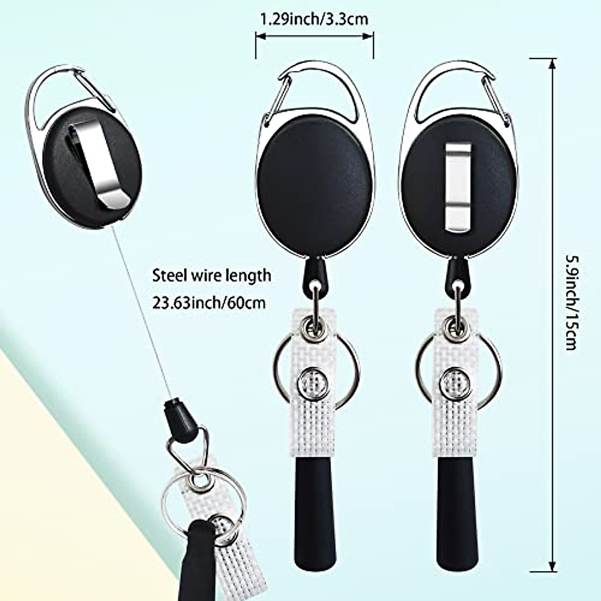 pasezenn 4 Pack Retractable Pen Pencil Holder with 24” Steel pull Cord, Ideal for Nurses, Carpenters, Mechanics, Architects, Office Workers