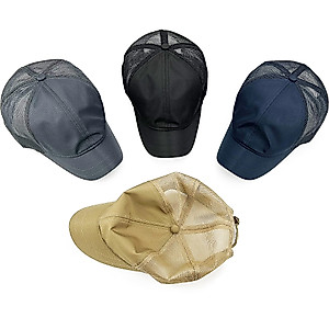 REDSHARKS mens Short Bill Quick Dry Brim Mesh Back Trucker Baseball Dad Cap, Khaki, 7