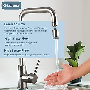 Rotating Faucet Nozzle,360° Swivel Kitchen Faucet Aerator Splash-Proof, 3-Flow Sprayer Female Bathroom Faucet Attachment,Faucet Attachment for Kitchen Sink,Faucet Aerator Sprayer Brushed Nickel