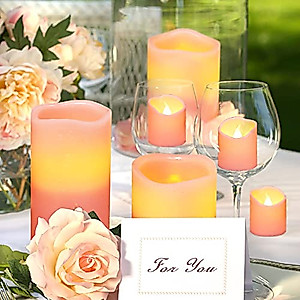 Furora LIGHTING Pink Real Wax Flameless Candles with Remote and Timer, 4 Pillars and 4 Votives Pack of 8, LED Flickering Candles for Home Décor, Battery Included