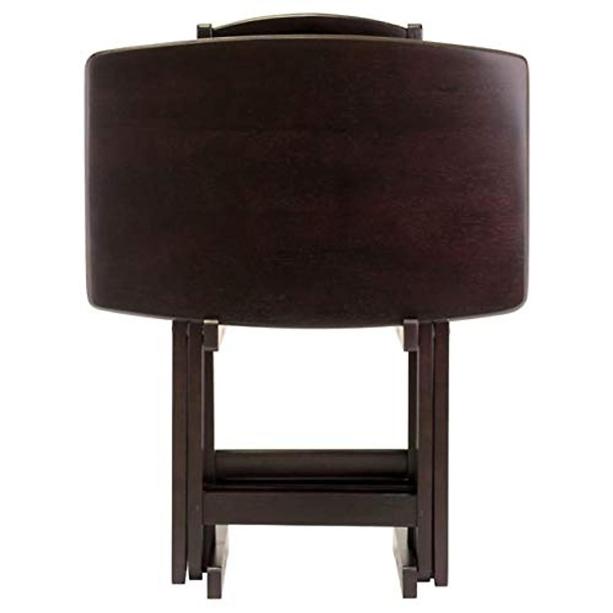 Ergode Wood Dylan 5-Piece Snack Table Set - Solid Wood, Foldable, Spacious Tops, Espresso Finish, Includes Storage Stand, Ideal for TV Meals and Appetizers, Minimal Assembly Stand