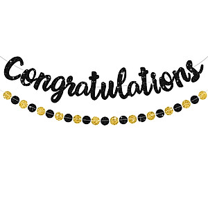 BEISHIDA Black Congratulations Banner(NO-DIY),2024 Graduation Banners, Grad Congrats Class of 2024 Party Supplies,Garland for Congratulation Graduation,Wedding,Retirement Party Decor