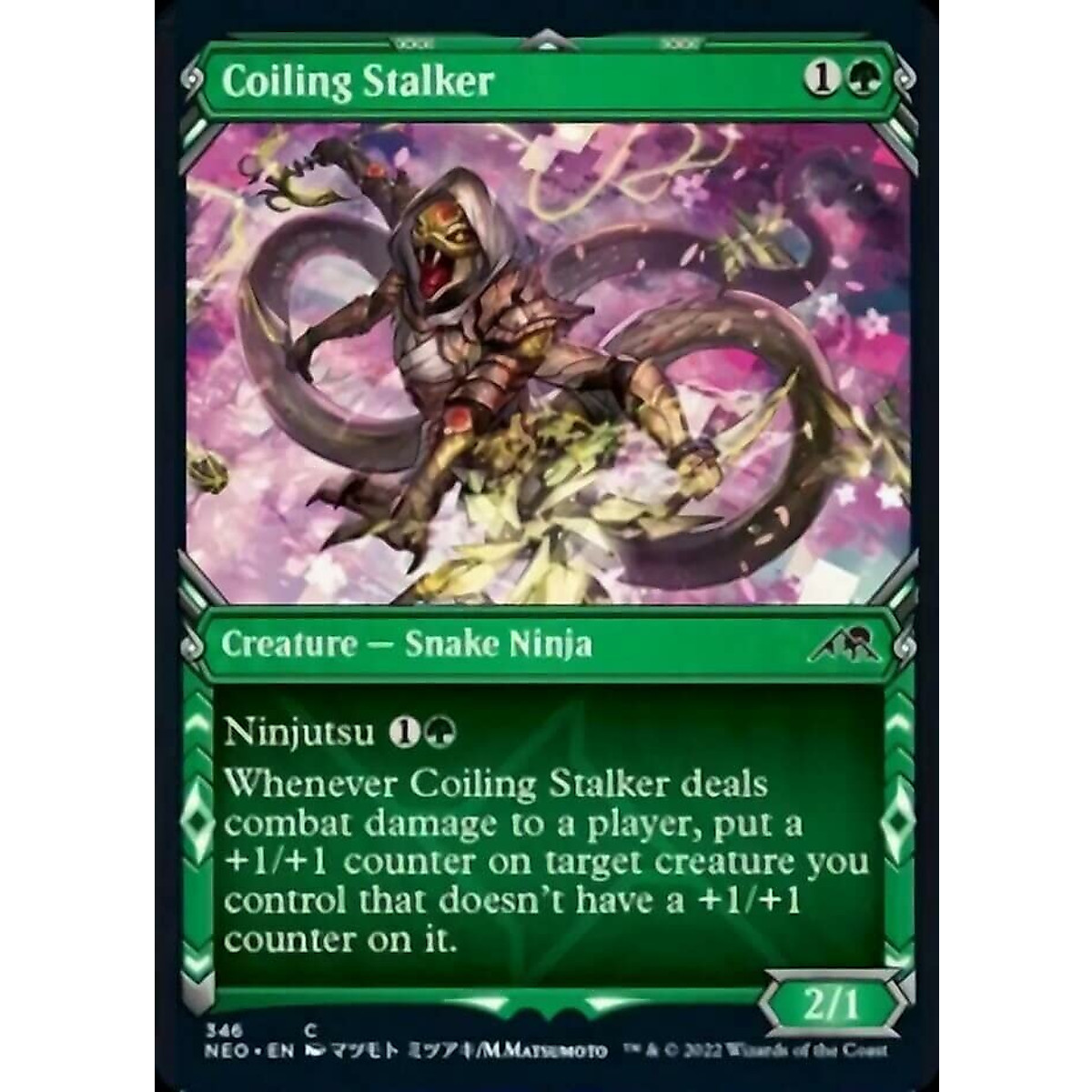 Magic: the Gathering - Coiling Stalker (346) - Showcase - Kamigawa: Neon Dynasty
