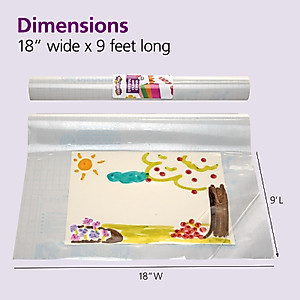Colorations® Crystal Clear Cover, 18 inches x 9 feet, Protects Artwork, Artwork Saver, Self Adhesive Shelf Liner, Book Cover, Transparent Liner