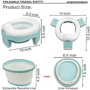 3-in-1 Go Potty for Travel, Portable Folding Compact Toilet Seat,Potty Training Toilet Chairs for Toddler Boys & Girls with storage Bag and Potty Liners by BlueSnail (blue)