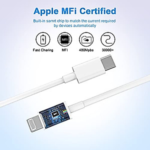 iPhone Charger 10 FT Fast Charging, 2 Pack [Apple MFi Certified] PD 20W USB C Wall Charger Block with 10FT Long Type C to Lightning Charger Cable Compatible for iPhone 14 13 12 11 Pro XS XR X 8 iPad