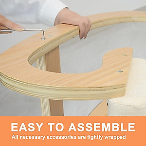 QIUJIARUI Ergonomic Kneeling Chair with Comfort Cushion，Wooden Rocking Seat for Improved Posture – Perfect for Home and Office Use (Beige)