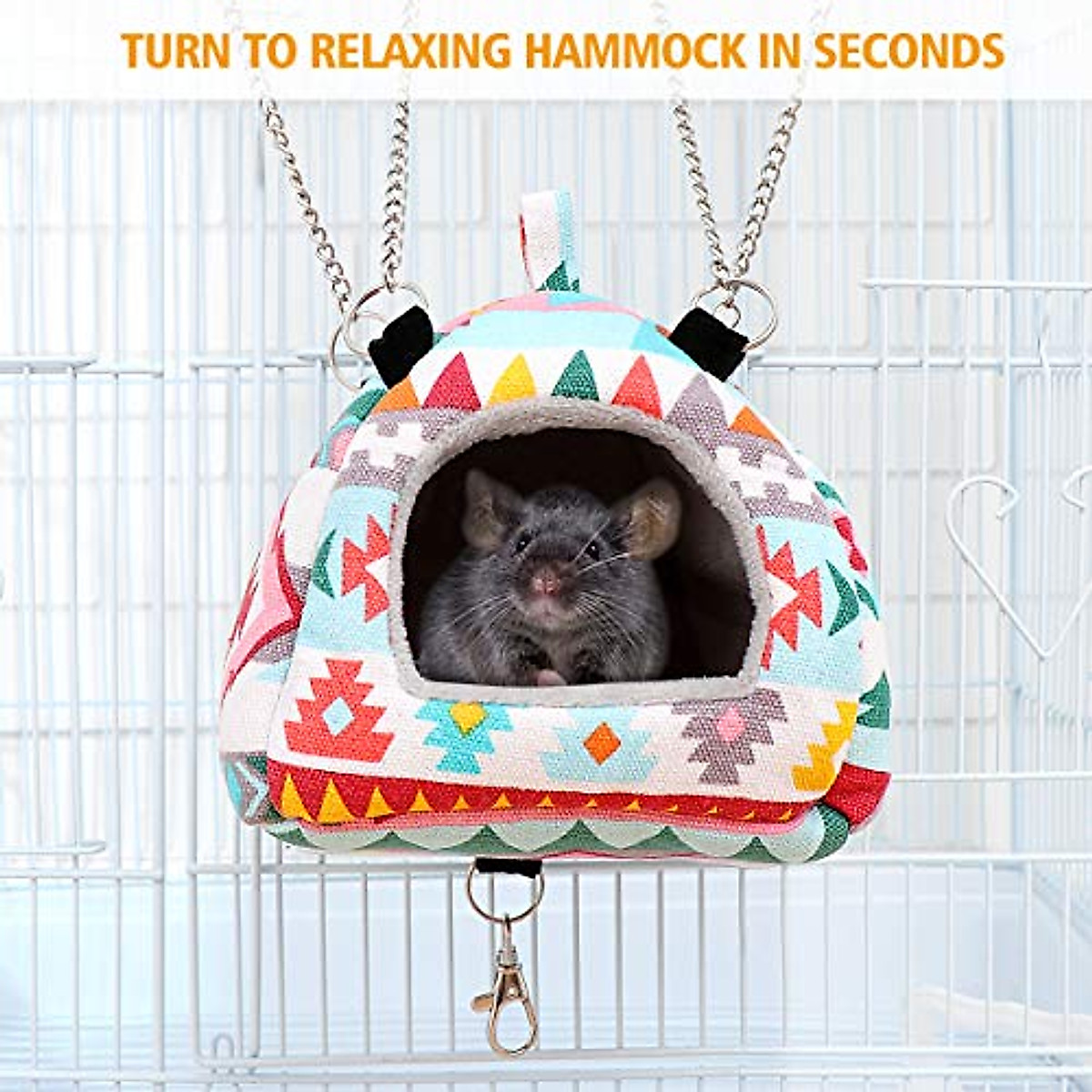 POPETPOP Guinea Pig Bedding - Hamster Bedding Hammock Winter Warm Squirrel Hedgehog Hide Chinchilla Bed House Tent Cage Nest Hamster Accessories - Ethnic Style