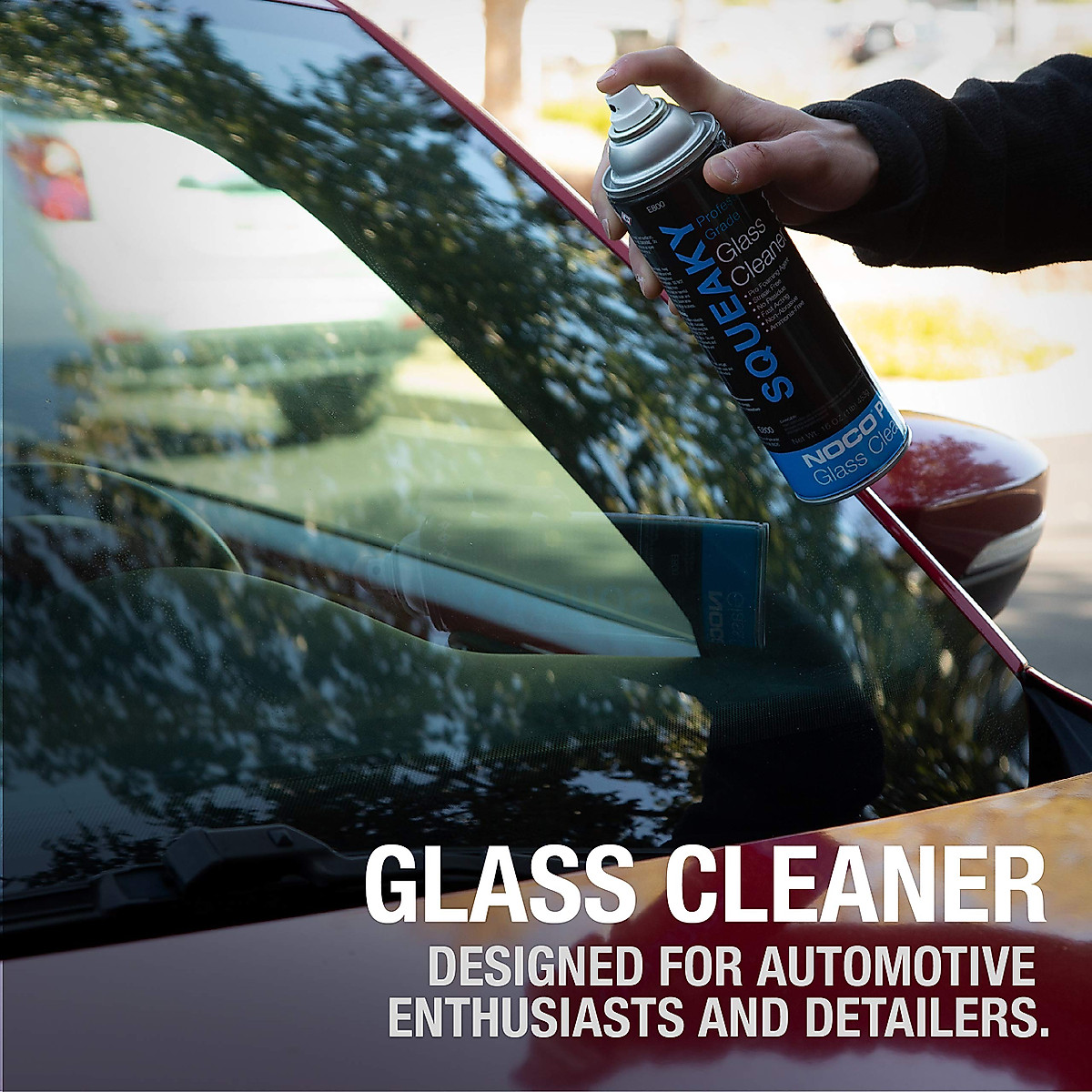 NOCO Squeaky E800 16 Oz Professional-Grade Automotive Aerosol Car Glass Cleaner Spray Can with Streak-Free Fasting Acting Foaming Action