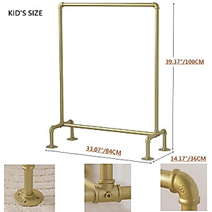 DOFURNILIM Industrial Kids Pipes Dress up Racks, Child Garment Racks, Kids Clothing Racks, Hanging Clothes Rod Storage Shelf Organizers Shelves Shelving, Gold Metal