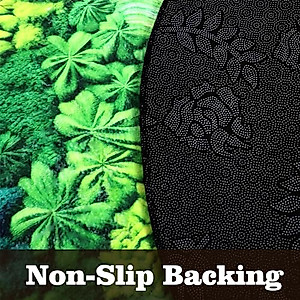 Lifup Green Moss Area Rug, Soft Botanical Print Shag Round Rug Carpet, Non Slip Washable Boho Area Rugs for Living Room Bedroom Decor Green 6 3.3 x 3.3 Feet