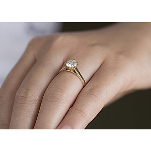 Buy Jewels 10k Solid Gold 6 Prong Round Moissanite Solitaire Engagement Ring for Women 1ct DEW G-H Color VVS1 Quality (Yellow Gold, 6)