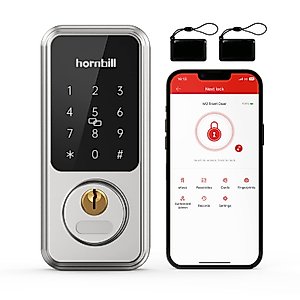 Smart Deadbolt Keyless Keypad Lock: Hornbill Smart Locks for Front Door, Digital Electronic Door Lock, Bluetooth Code Door Locks for Front Door
