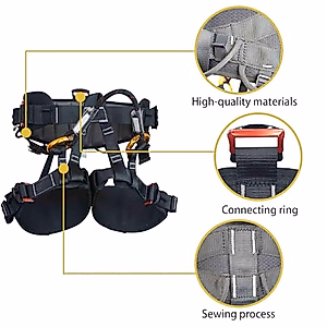 SOB Climbing Harness, Half Body Tree Climbing Harness Men,Thicken Widen Protect Waist Safety Harness for Arborist Harness,Working Rescuing at Height Safety Belt Harness