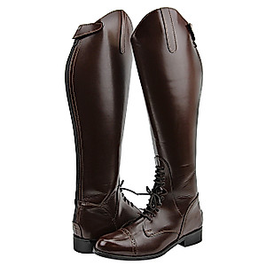 Hispar Women Ladies Victory Leather English Field Boots Horse Back Riding Equestrian - Brown 8 SLIIM CALF