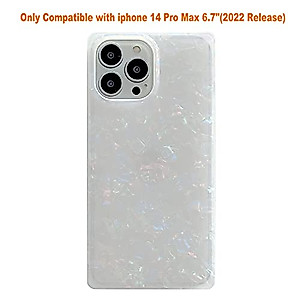 JFWEN Compatible with iPhone 14 Pro Max Case 6.7 inch 2022 Glitter Marble Square Edge Design Shockproof Soft TPU Silicone Bling Cute Protective Phone Cases Cover for Women (Multicolor)