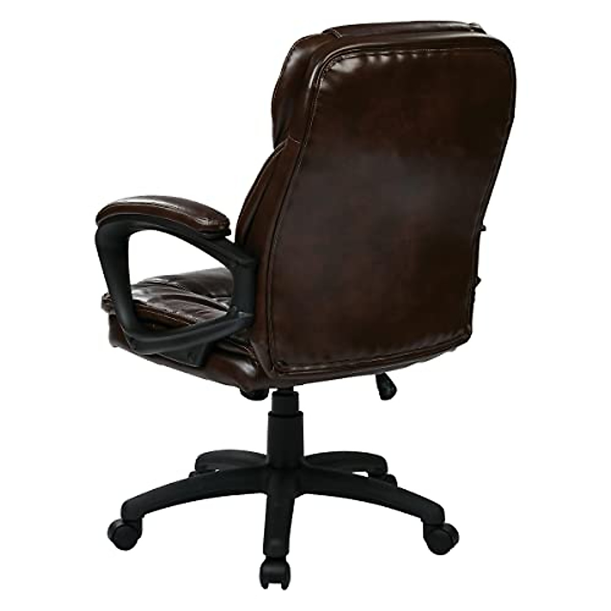 Office Star FL Series Faux Leather Manager's Adjustable Office Chair with Lumbar Support, Tilt Control, and Padded Arms, Chocolate