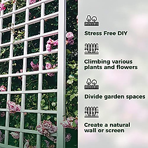 56.7" W x 97" H Vinyl Trellis Support for Outdoor Climbing Plants and Rose Vines, Durable Décor Lattice for Garden&Backyard, Lawn