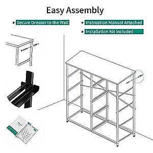 YITAHOME Storage Tower Unit with 8 Drawers - Fabric Dresser with Large Capacity, Organizer Unit for Bedroom, Living Room & Closets - Sturdy Steel Frame, Wooden Top & Easy Pull Fabric Bins (Graphite)