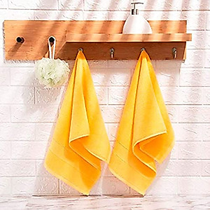 Lchkrep Bathroom Hand Towels (14x30 inch), Home Soft 100% Cotton Super Soft Highly Absorbent Hand Towel for Bath, Hand, Face, Gym and Spa,(Yellow 2 Pack)