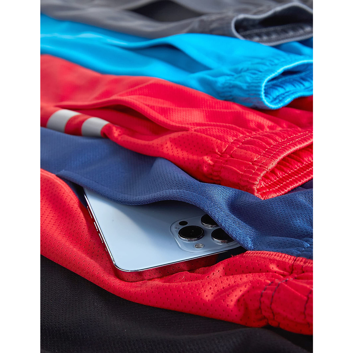 5 Pack Big Boys Youth Athletic Mesh Basketball Shorts with Pockets Quick Dry Activewear (Set 2, Medium)