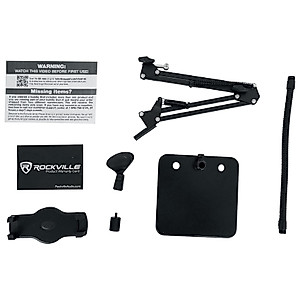 Rockville iSTAND 85 Dual Desktop Boom Arm + Gooseneck Mic/iPhone/iPad Stand