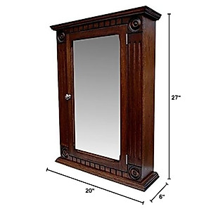 Rosette Dark Walnut Medicine Cabinet/Solid Wood & Handmade/Surface Mount