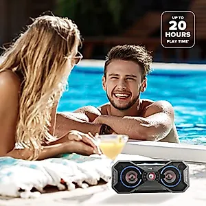 Altec Lansing Mix 2.0 - Waterproof Bluetooth Speaker with Strong Bass, Portable Speaker for Travel & Outdoor Use, 100 Foot Range & 20 Hour Playtime